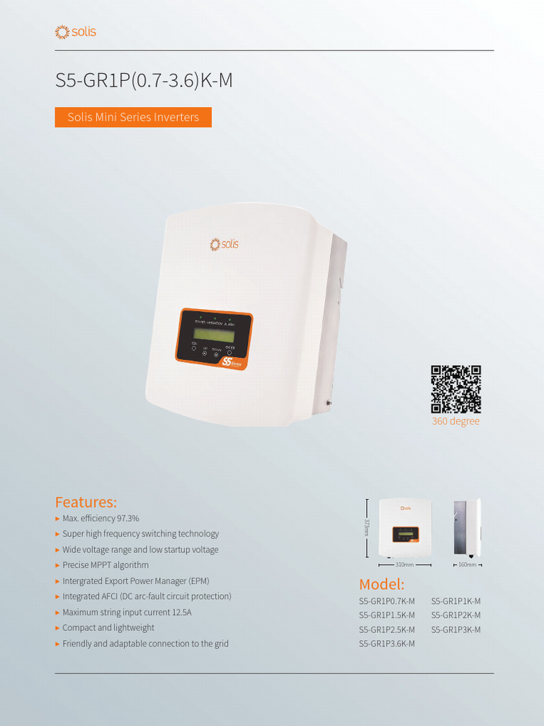 Solis S5 Mini Series Inverter Datasheet | PDF | Power Inverter | Electrical Engineering