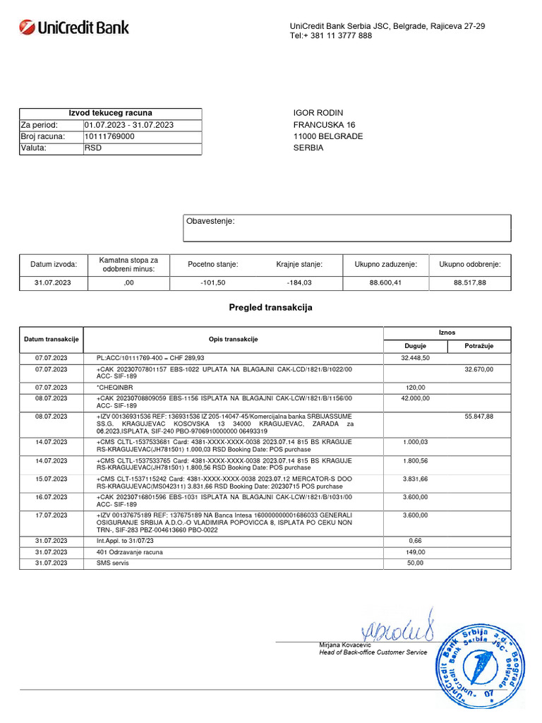 1 Pregled Transakcija | PDF