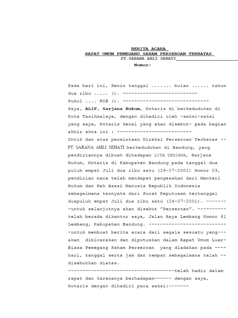 Berita Acara RUPS PT. MEDIA KOMUNIKASI INDONESIA | PDF