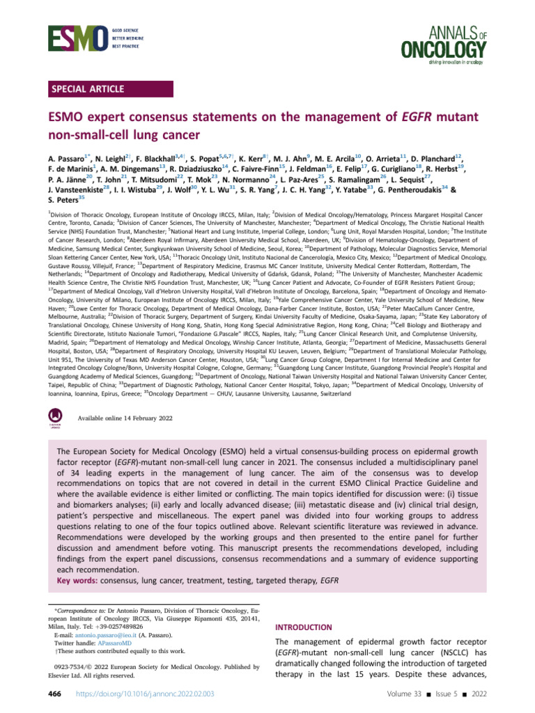 ESMO 2022 EGFR Mutant Non-Small-Cell Lung Cancer 1 | PDF