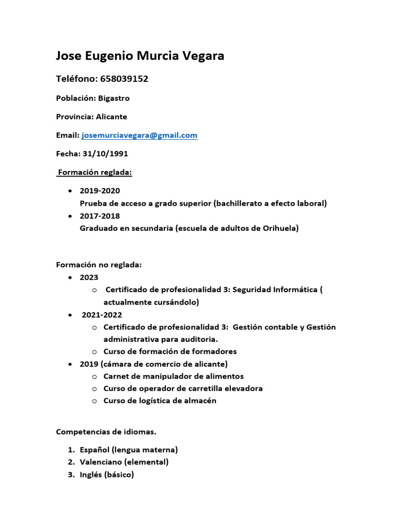 CV Jose-1 | PDF | Negocios