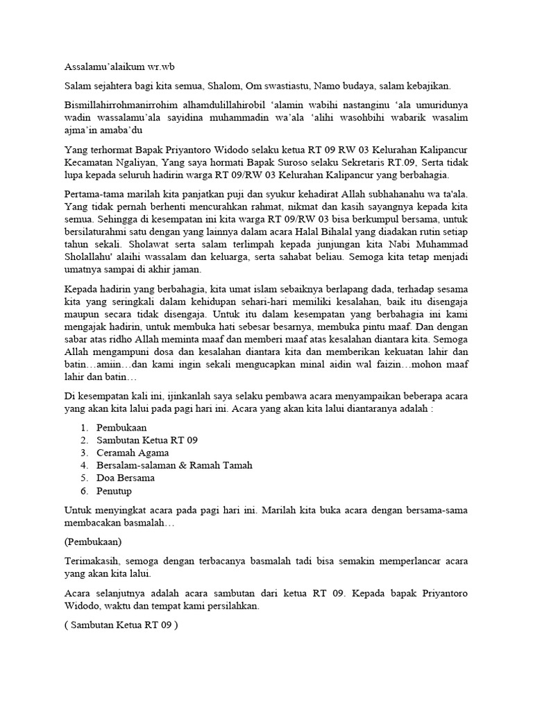 Naskah MC Halal Bihalal | PDF