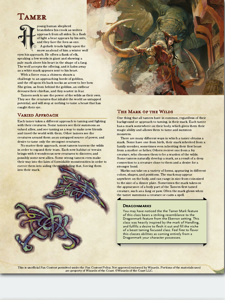 Tamer Class - GM Binder | PDF