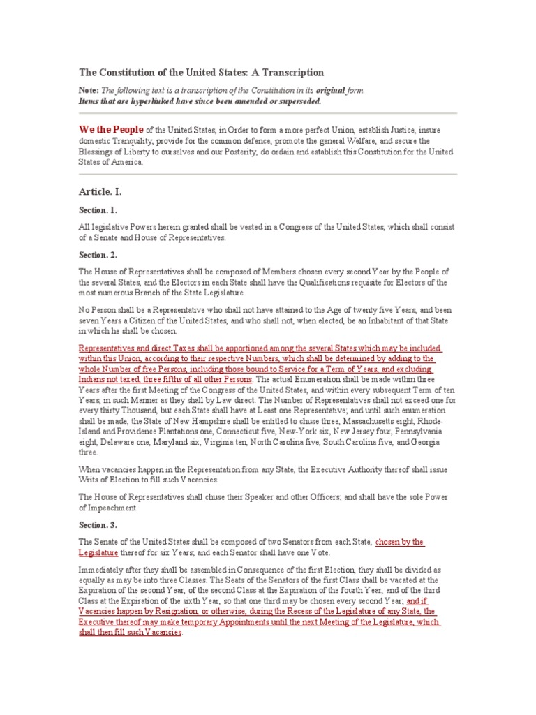 Us Constitution | PDF | U.S. State | United States House Of Representatives