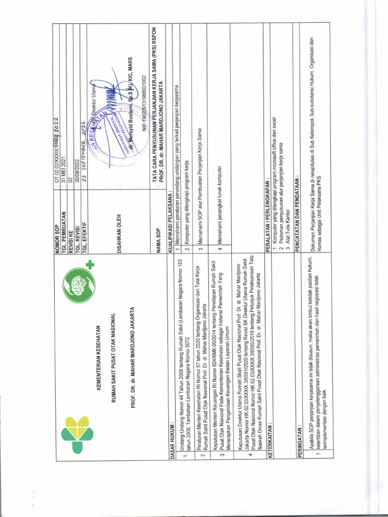 Spo Tata Cara Penyusunan Perjanjian Kerja Sama Pks Pdf