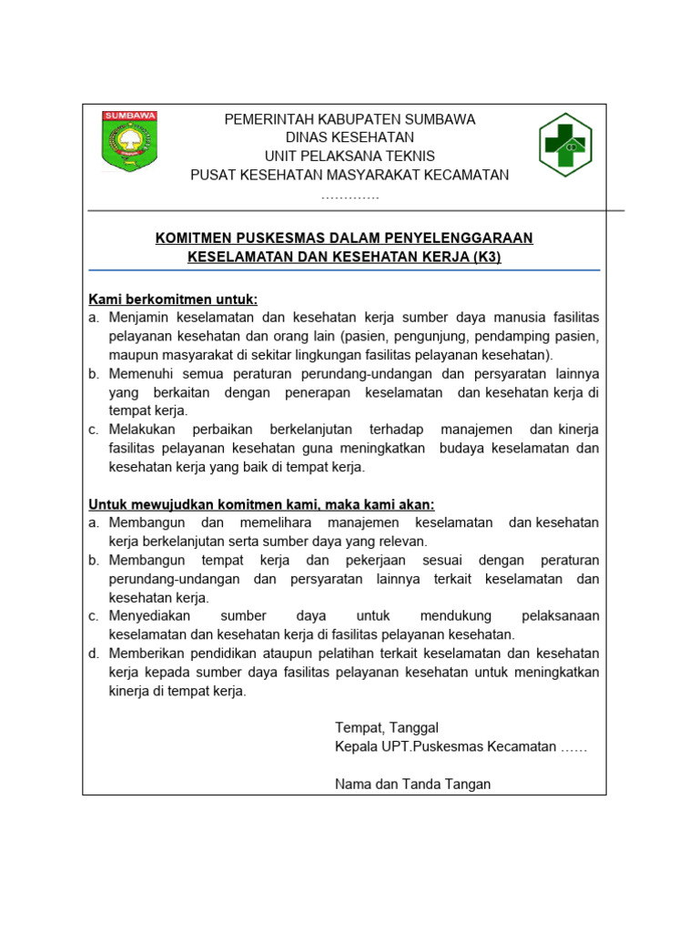Komitmen K3 Dibuat Poster | PDF