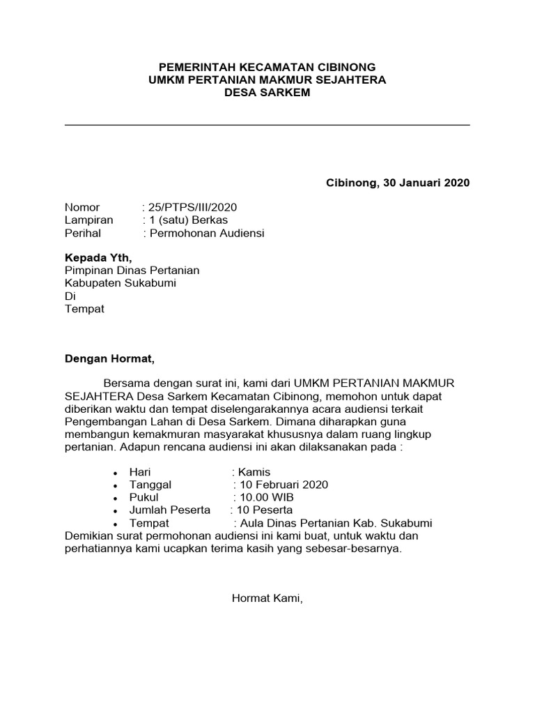 Contoh Permohonan Audiensi | PDF