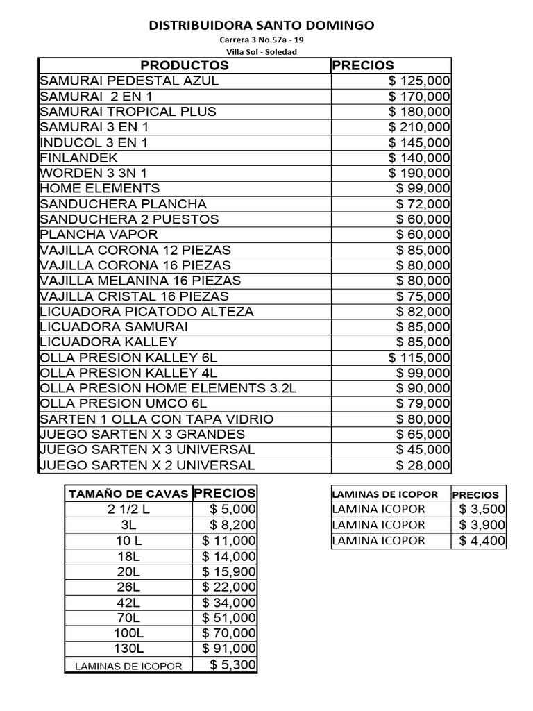 Lista Precios | PDF