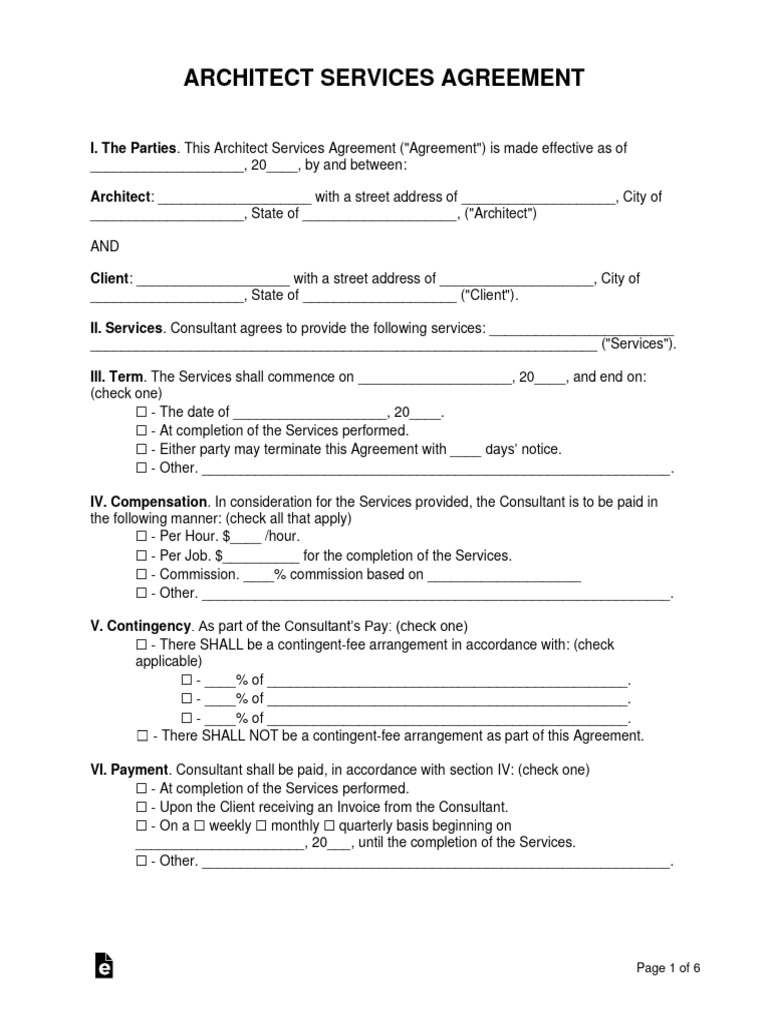Architect Services Agreement Template | PDF | Arbitration | Consultant