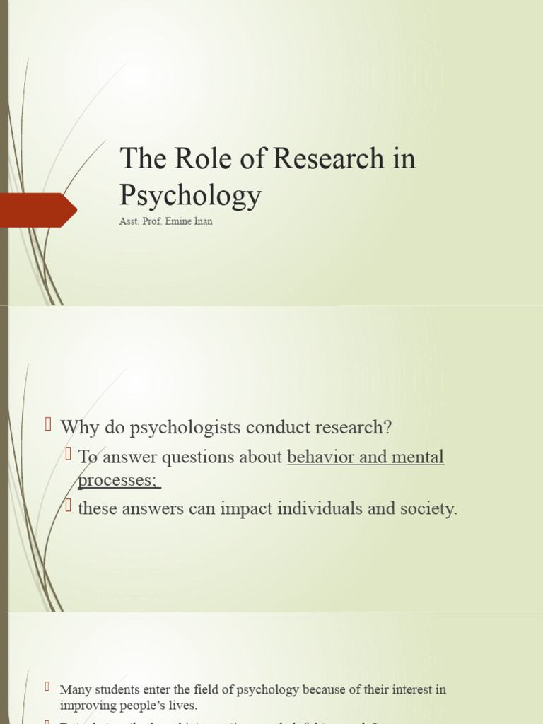 1-The Role of Research in Psychology | PDF | Hypothesis | Psychology