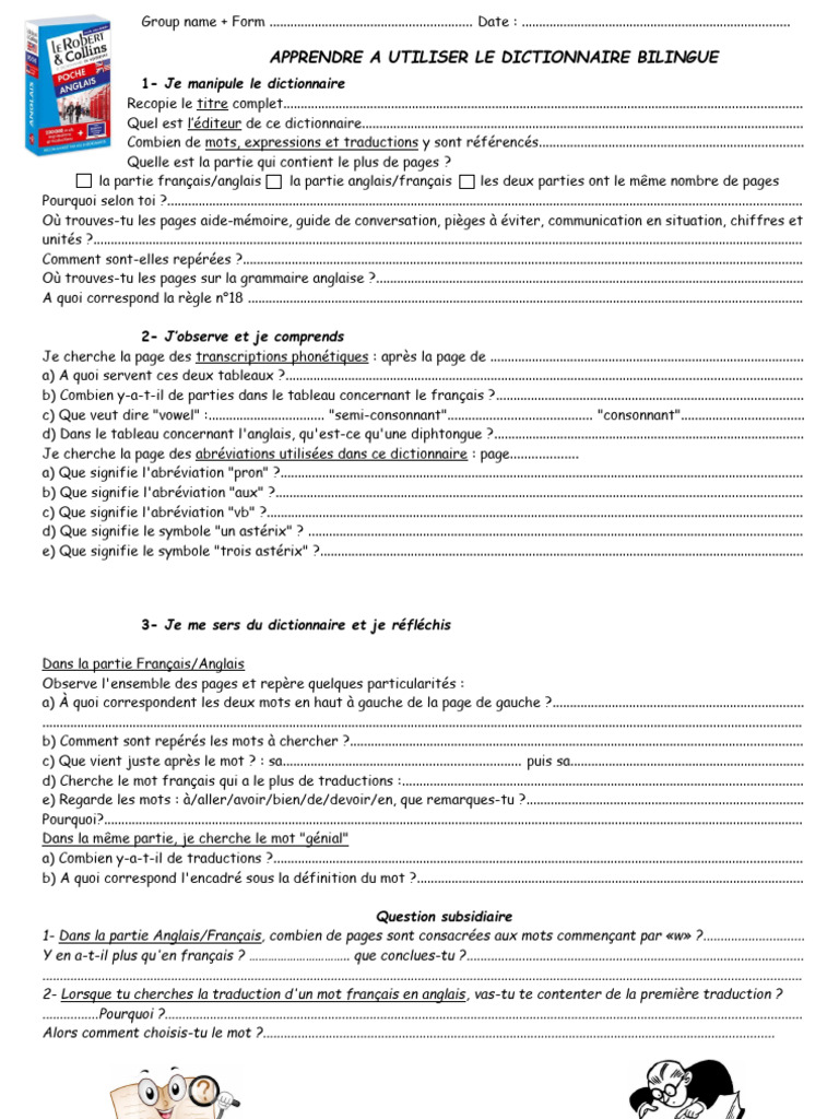 Group Work - Apprendre À Utiliser Le Dictionaire Bilingue | PDF ...