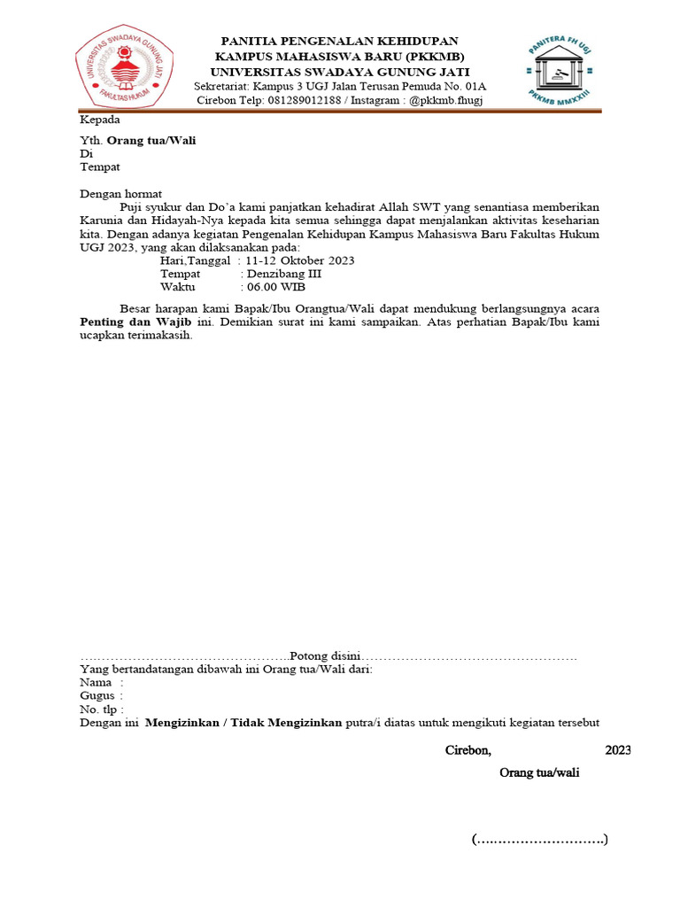 Pemberkasan PKKMB FH Ugj 2023 | PDF