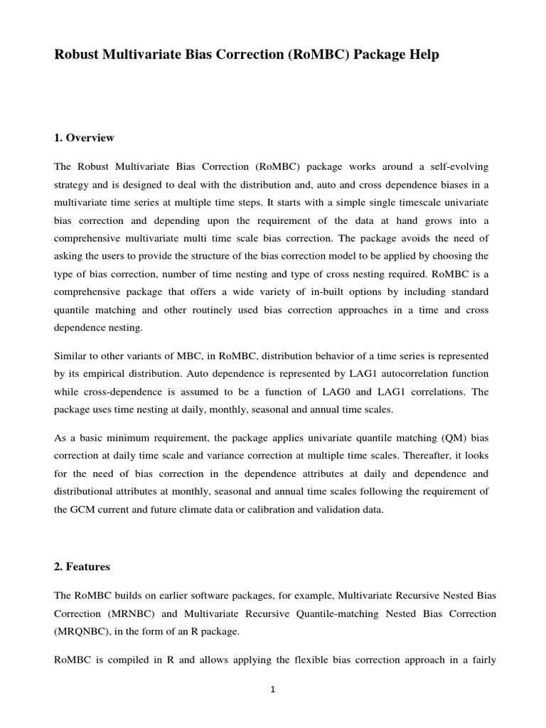 Robust Multivariate Bias Correction Package Help | Download Free PDF ... Robust Multivariate Bias Correction Package Help | Download Free PDF ...