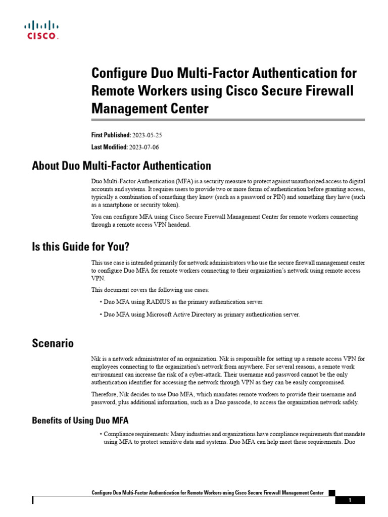 Configure Duo Multi-Factor Authentication | PDF | Radius | Proxy Server Configure Duo Multi-Factor Authentication | PDF | Radius | Proxy Server