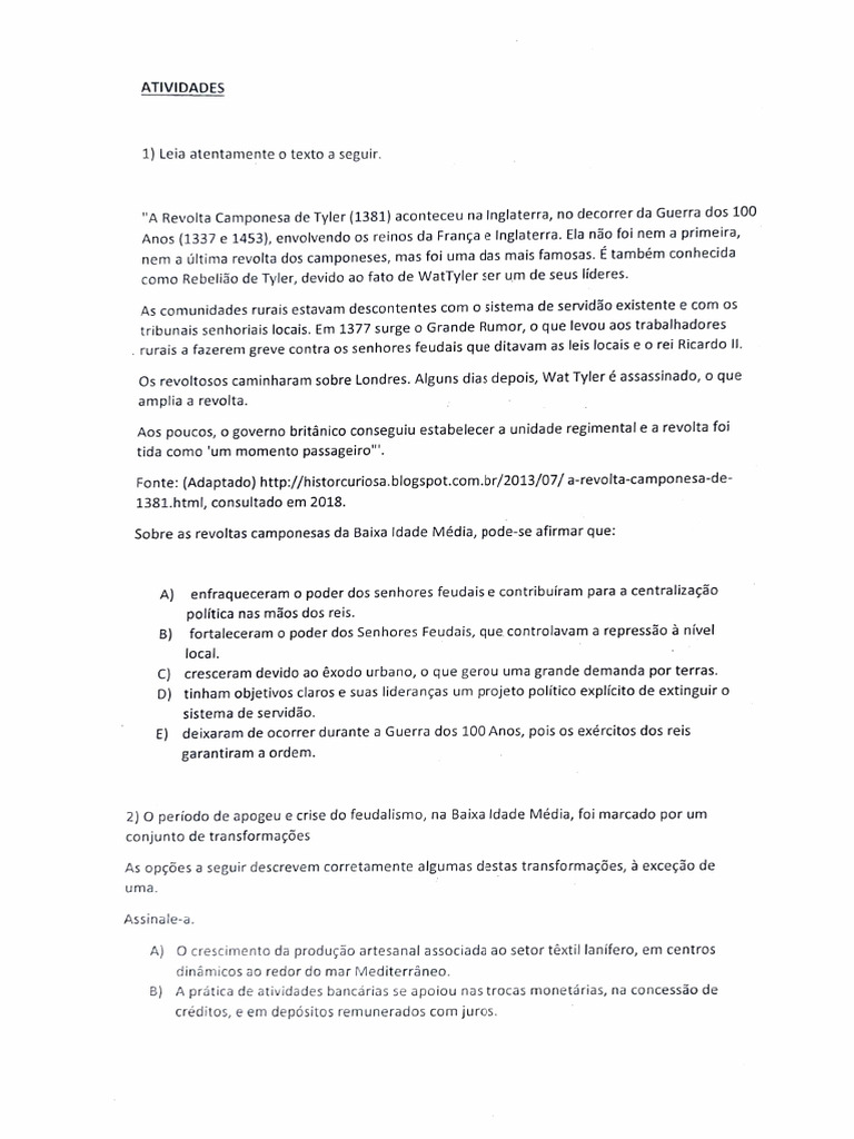 Revolta Camponesa de 1381 e Seus Impactos | PDF | Turismo | História