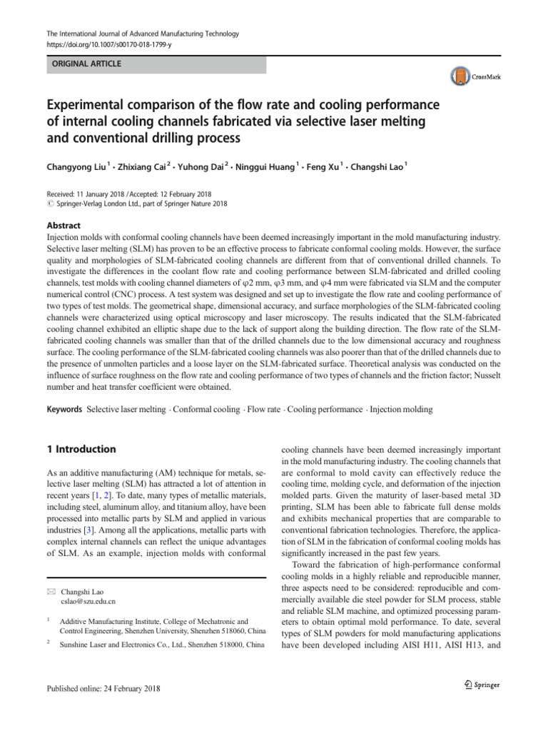 Experimental Comparison of The Flow Rate and Cooling Performance of ... Experimental Comparison of The Flow Rate and Cooling Performance of ...