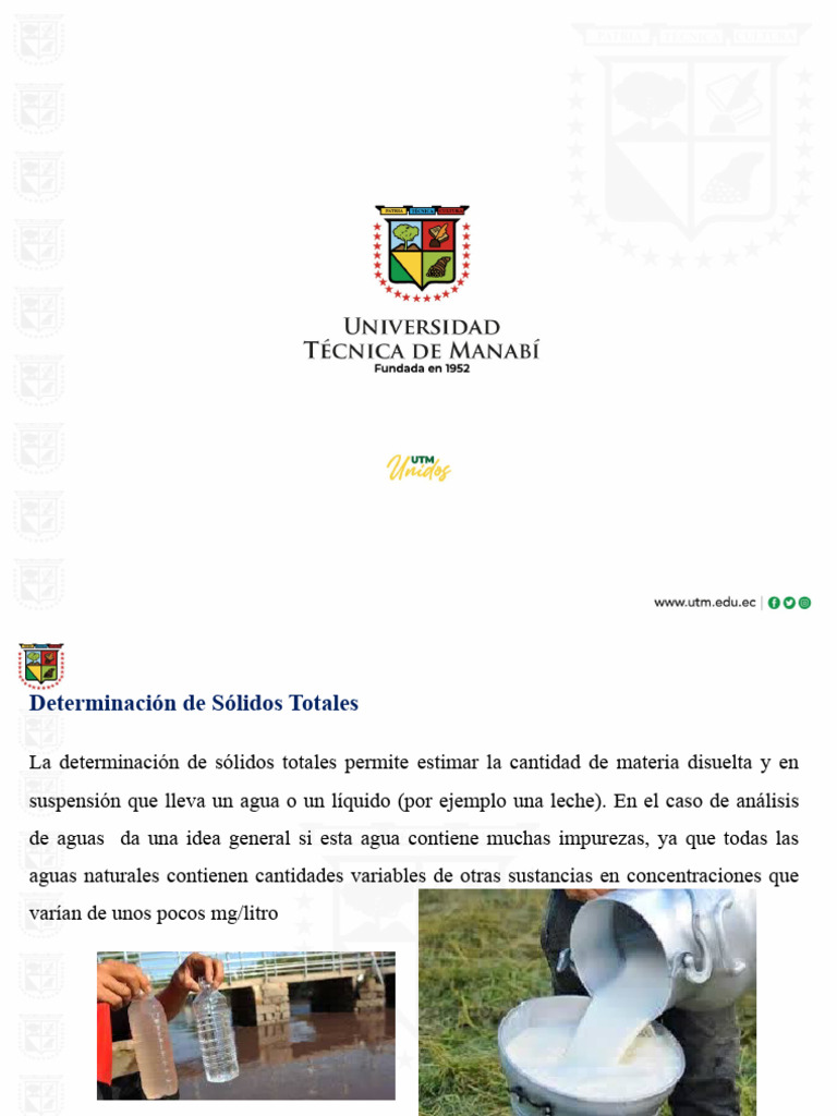 Semana 6 - Determinación de Solidos Totales | PDF | Agua | Solubilidad