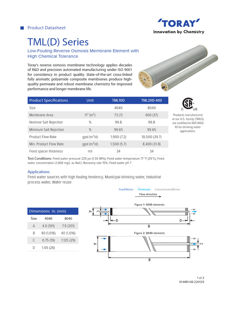 Toray RO TML (D) | PDF