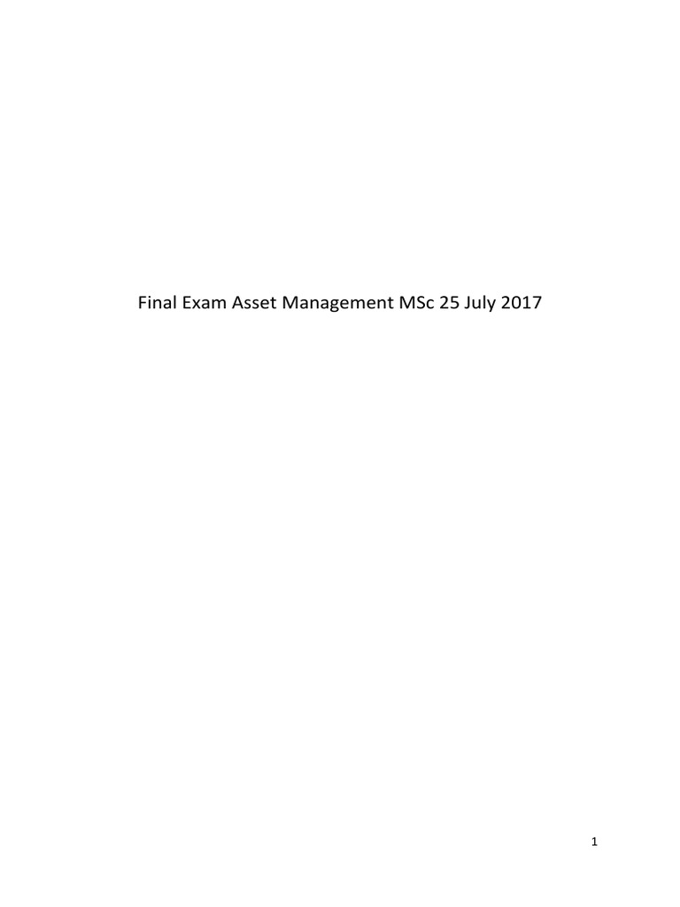Asset Management Exam MSc25 | PDF