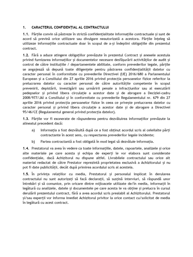 Model Clauza Confidentialitate Cu GDPR | PDF