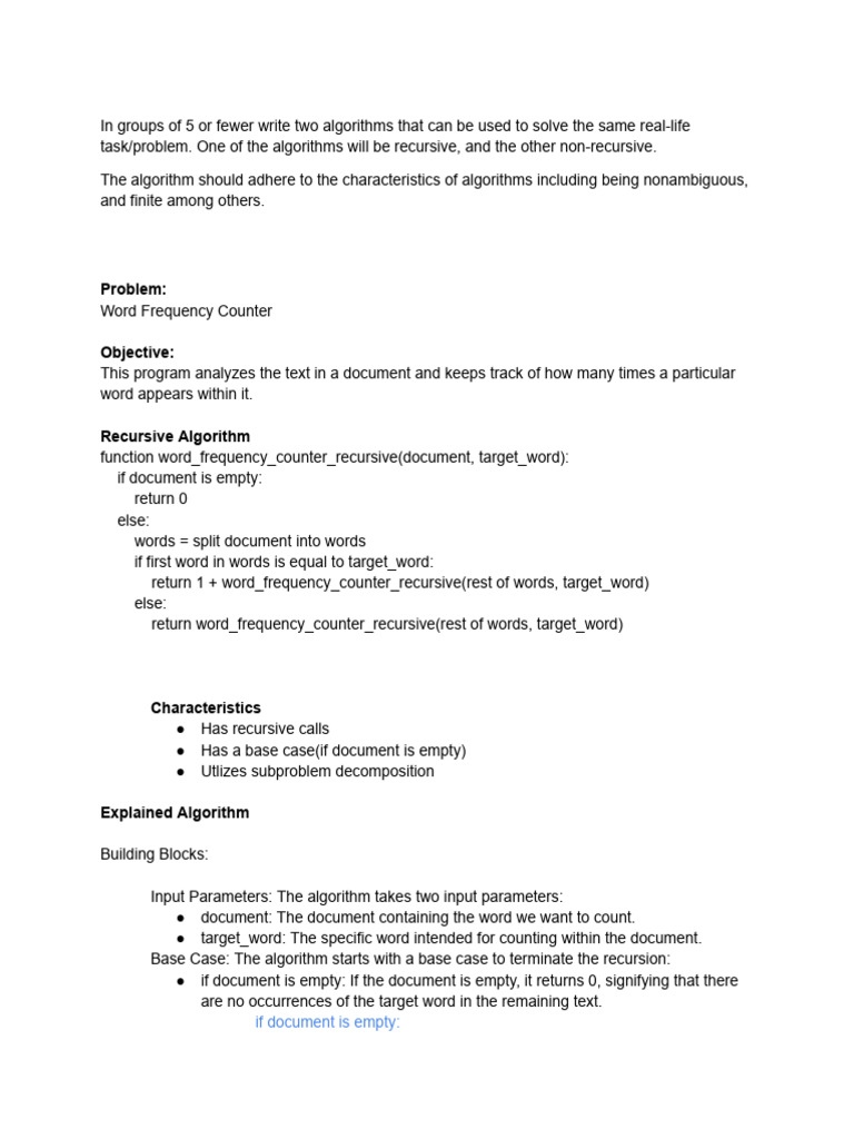 Recursive vs Non-Recursive Word Counter | PDF