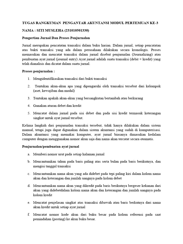 Tugas Rangkuman Modul Per-3 Pengantar Akuntansi | PDF