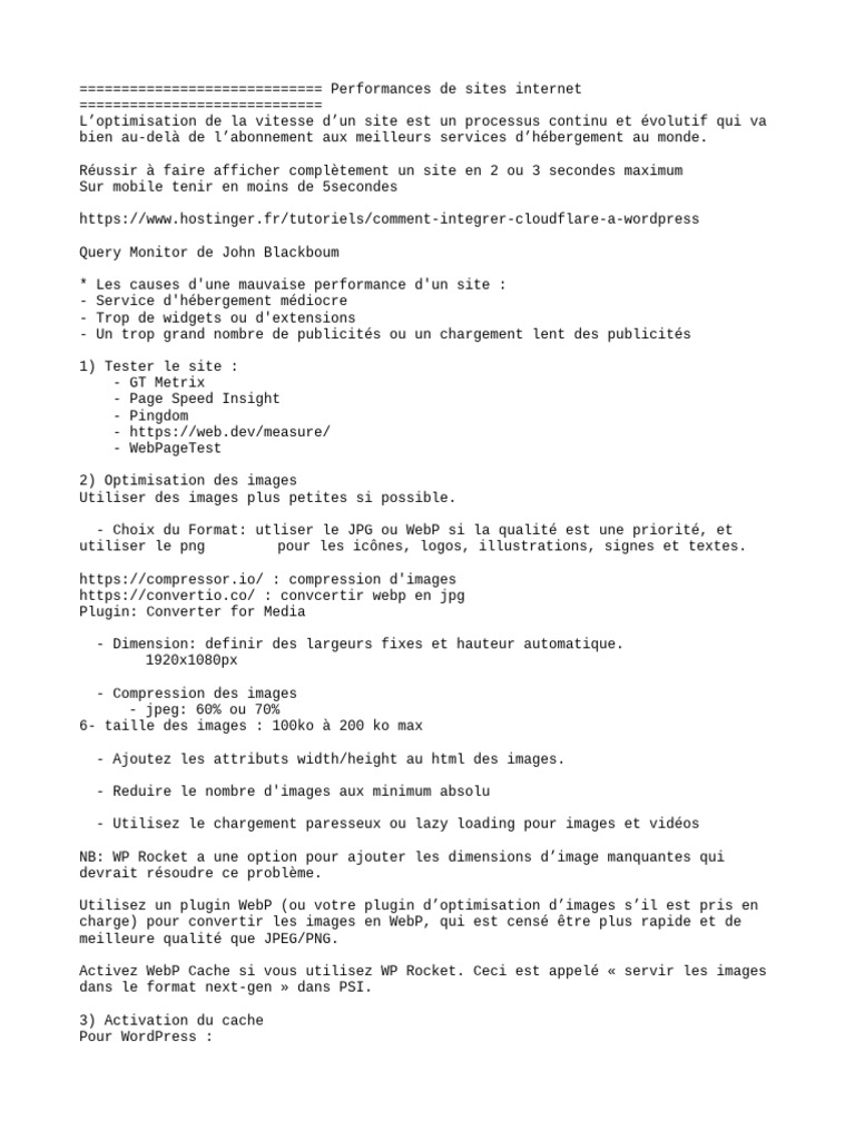 Optimisation des Performances Web | PDF