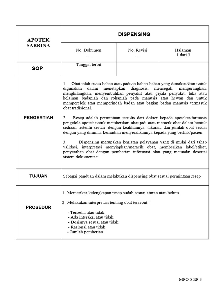 Sop Dispensing | PDF