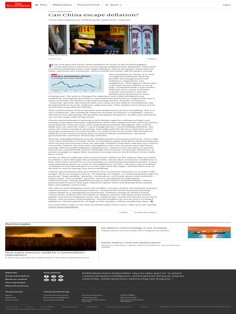 Can China Escape Deflation? | PDF | Deflation | Inflation