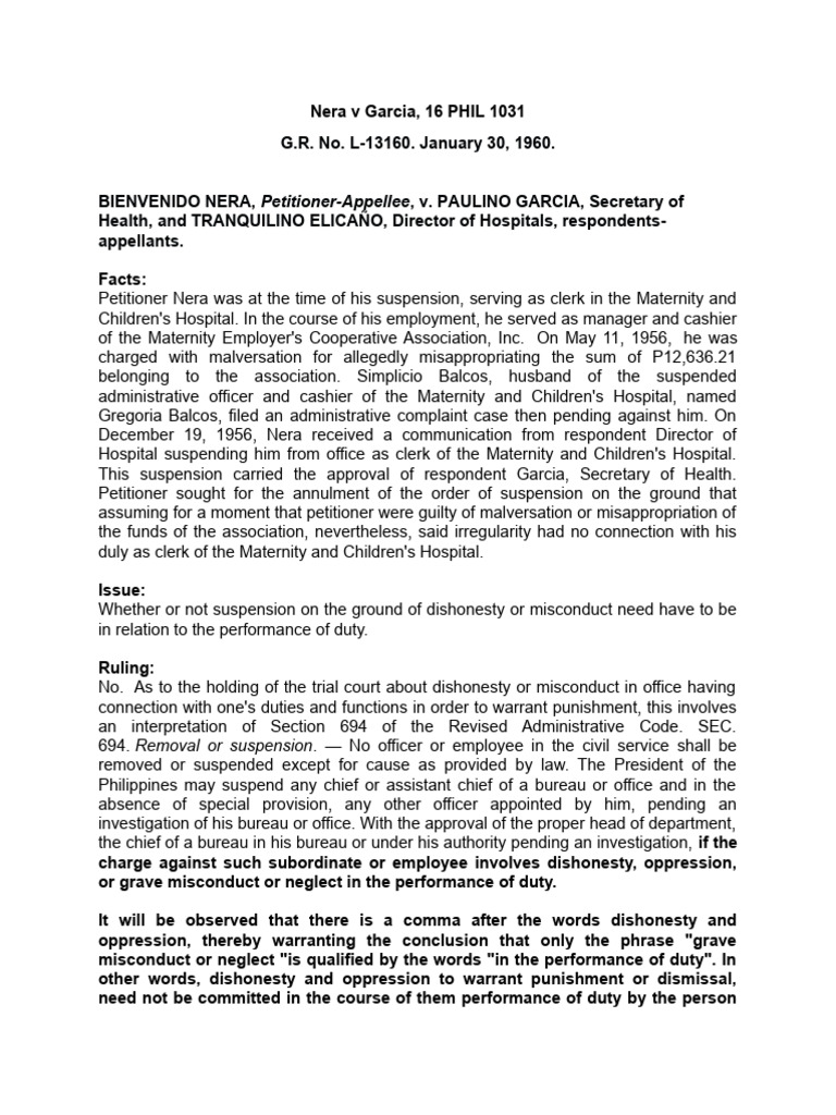 23-GD Nera V Garcia, 16 PHIL 1031 | PDF | Government | Justice