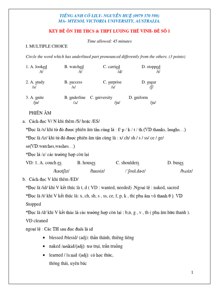 KEY ĐỀ 1-10 THPT LTV (8.10.2022) 1 2 | PDF