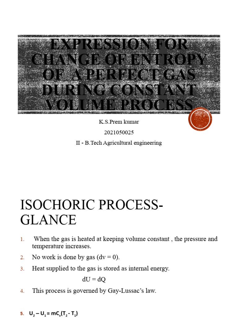 Expression For Change of Entropy of A Perfect Gas (Autosaved) - 4 | PDF