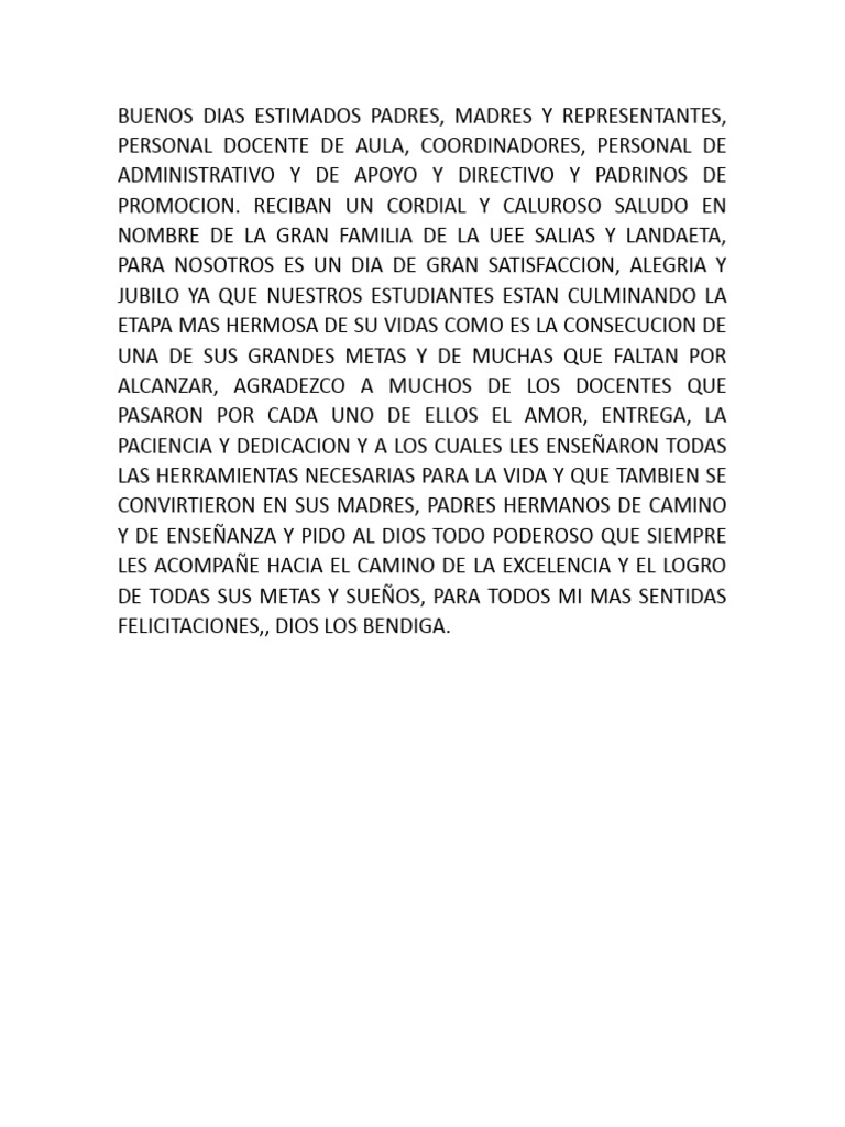 Discurso de Graduacion Del Directivo | PDF