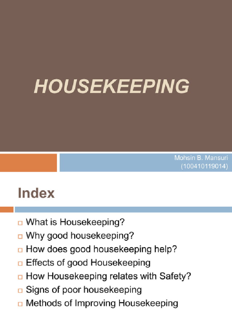 1 What Is Housekeeping | PDF