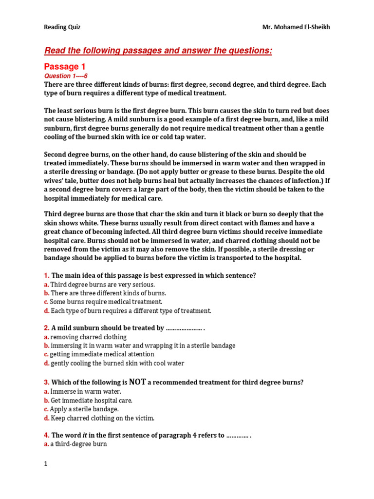 Reading Quiz | PDF | Insulin | Diabetes