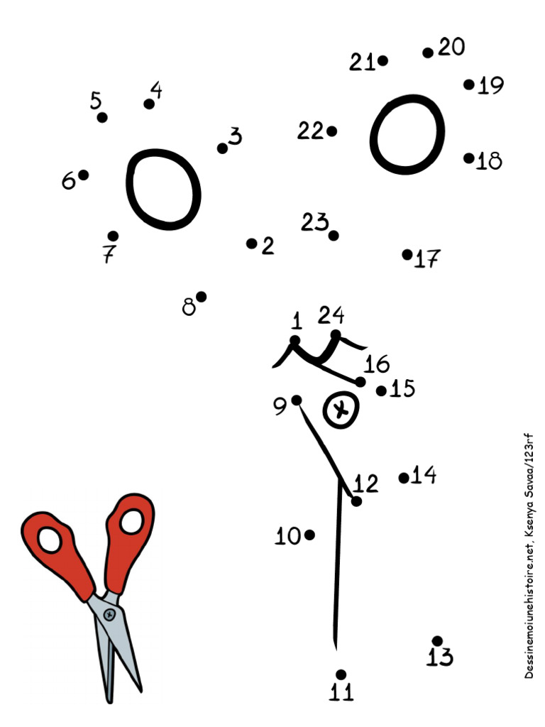 Points À Relier Rentrée Des Classes Paire de Ciseaux Relier Les Points ...