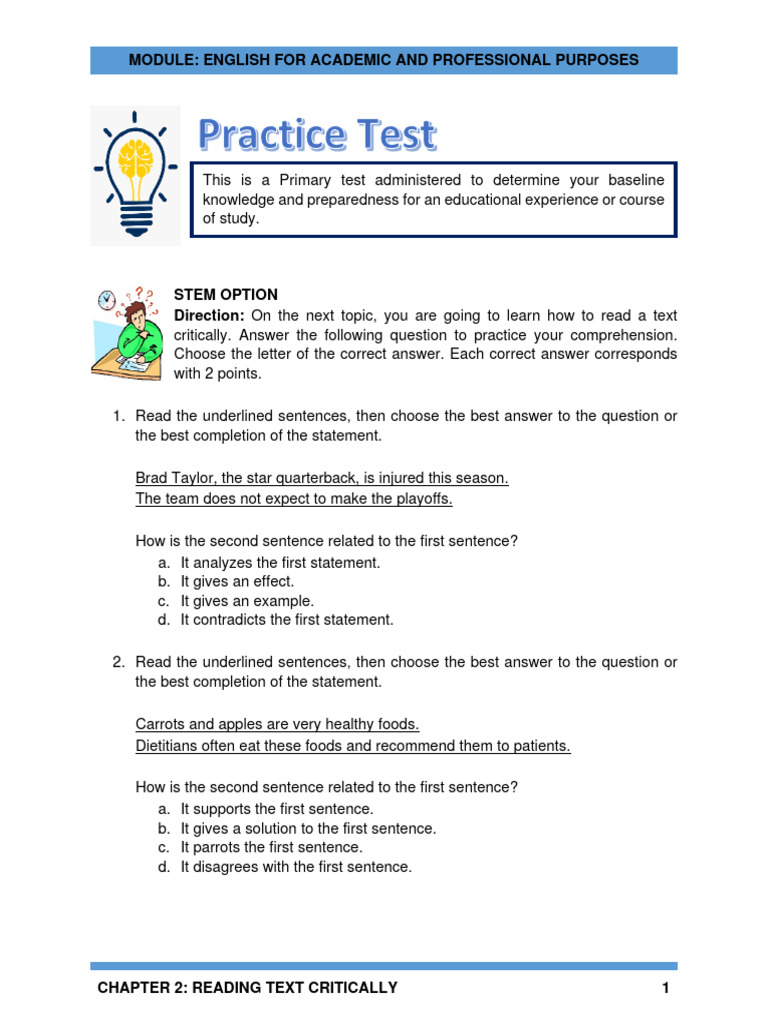 Chapter 2 Practice Test | PDF