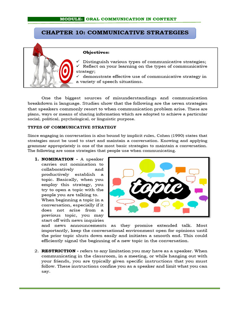 Chapter 10 Communicative Strategies | PDF | Conversation | Communication