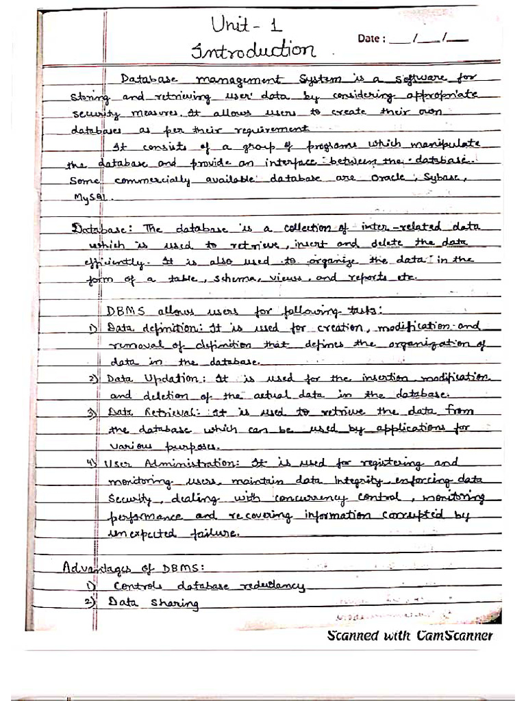 Dbms Hand Notes | PDF