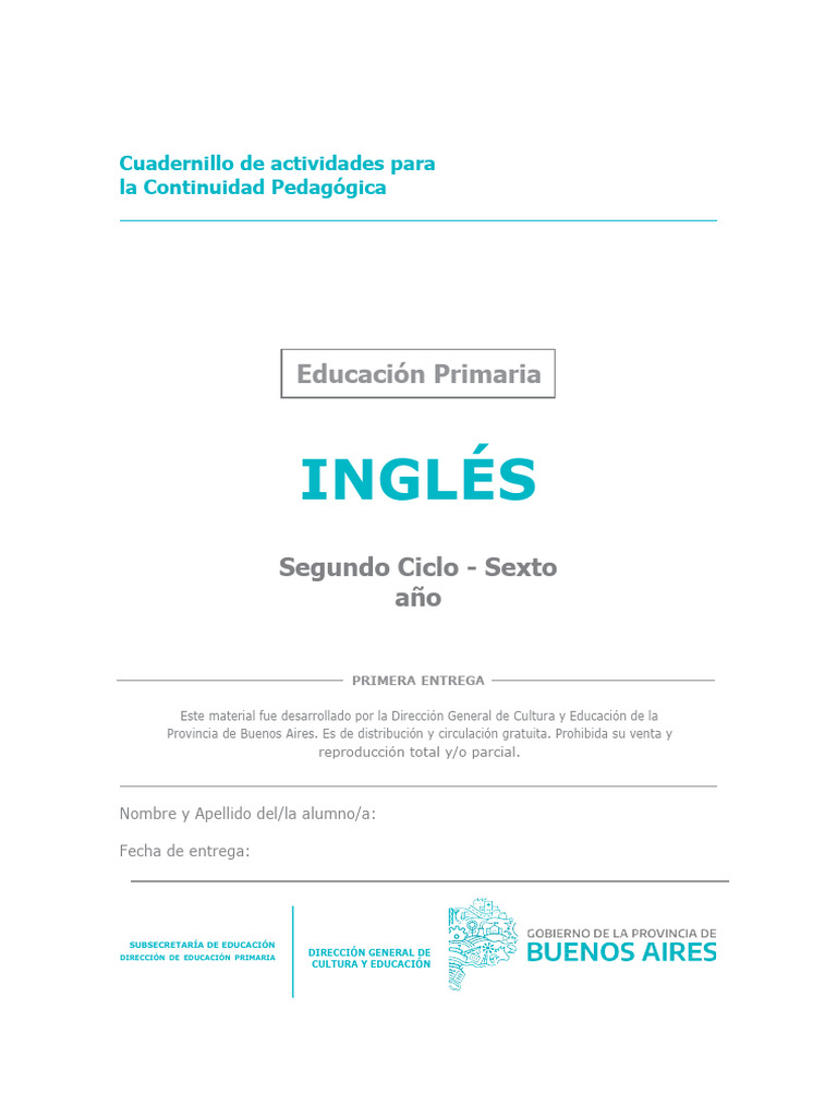 Cuadernillo Ingles Primaria | PDF