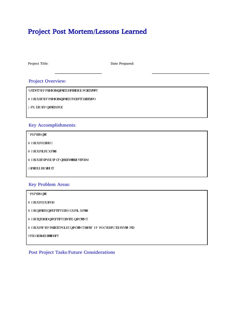 Template - Project Post Mortem - Lessons Learned Report | PDF