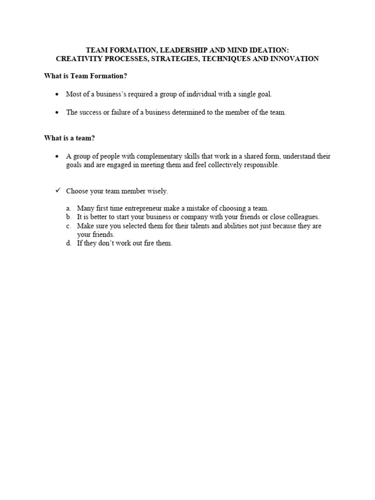 Team Formation | PDF