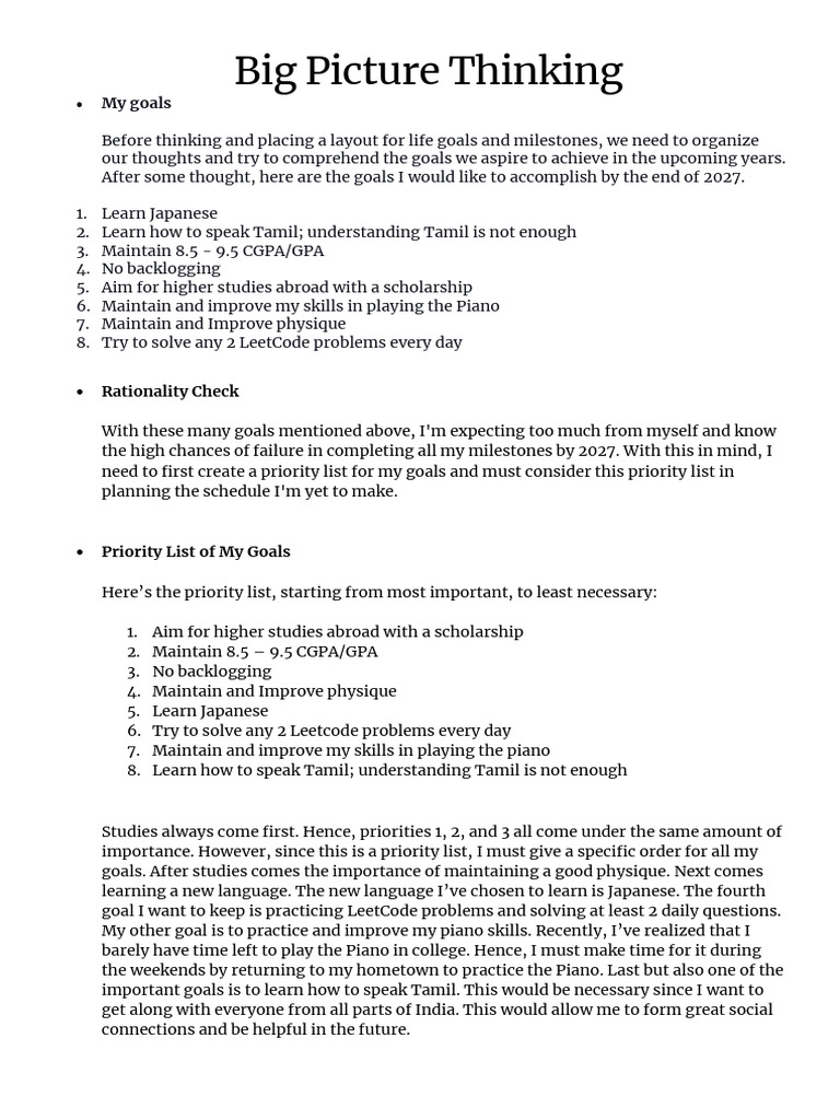 Big Picture Thinking | PDF