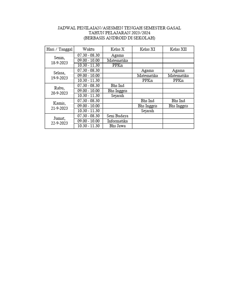 Jadwal ASTS Gasal | PDF