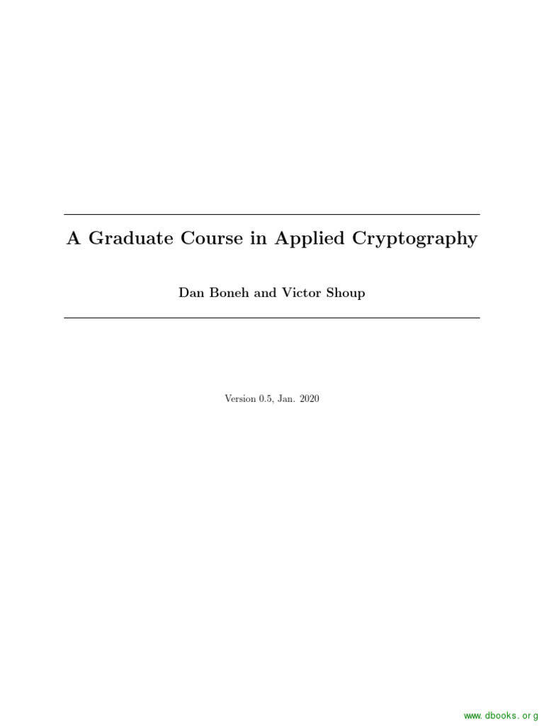 A Graduate Course in Applied Cryptography: Dan Boneh and Victor Shoup | PDF