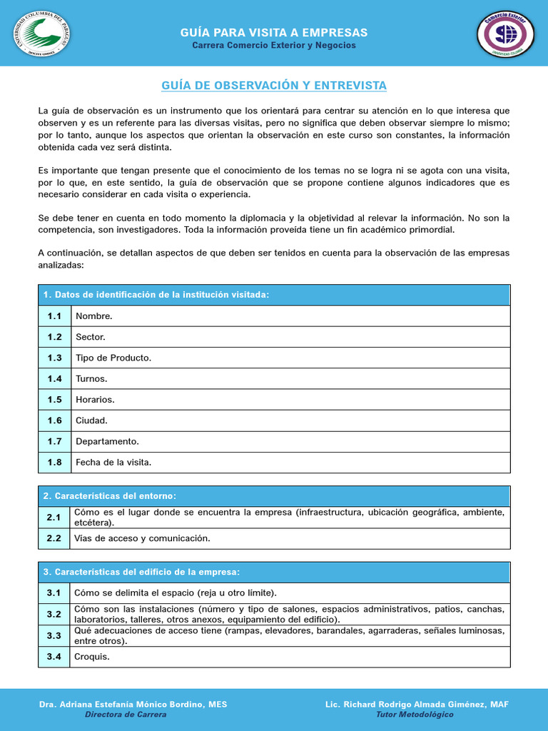 Guía de Observación y Entrevista | PDF