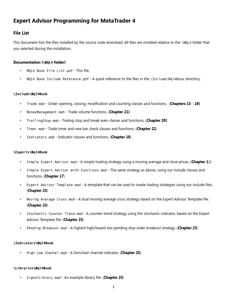 MQL4 Book File List | PDF