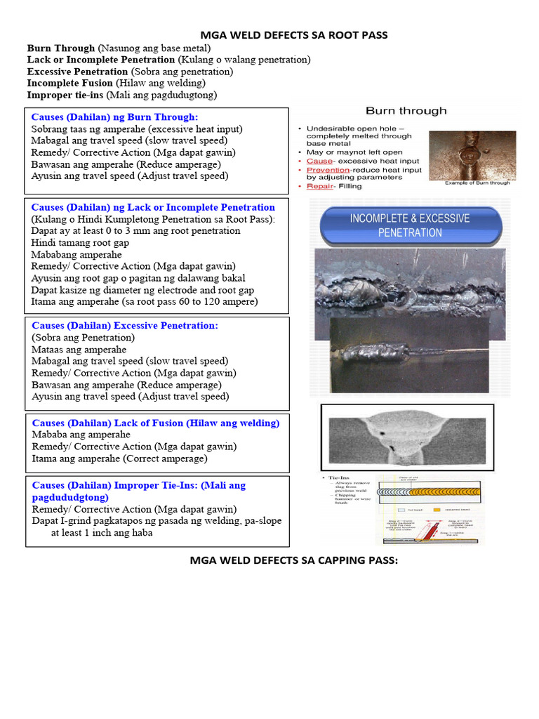 Mga Weld Defects Sa Root Pass at Capping | PDF