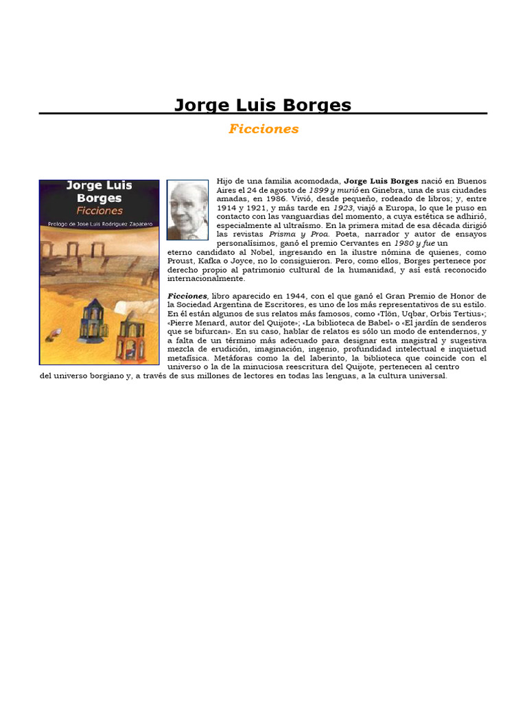 Jorge Luis Borges - Ficciones | PDF
