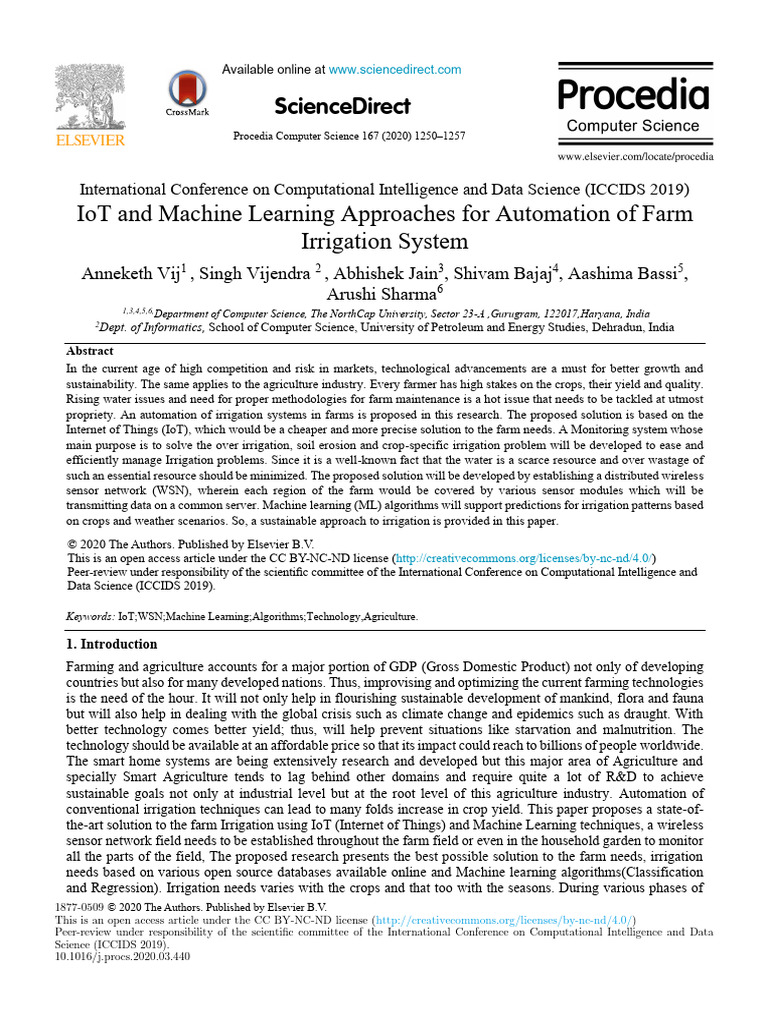 IoT and Machine Learning Approaches For Automation | PDF | Agriculture | Internet Of Things